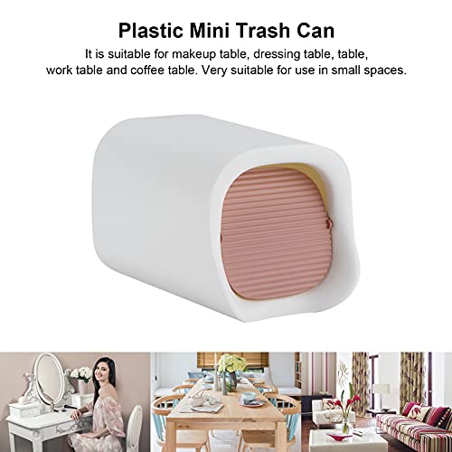 plplaaoo Plastic Mini Desktop Trash Can with Shake Lid, Trash Can, Novel Cute Mini Trash Storage Bin, Trash Basket, Plastic Mini Wastebasket Trash Can for Office Dormitory Vanity Tabletop Home(White)