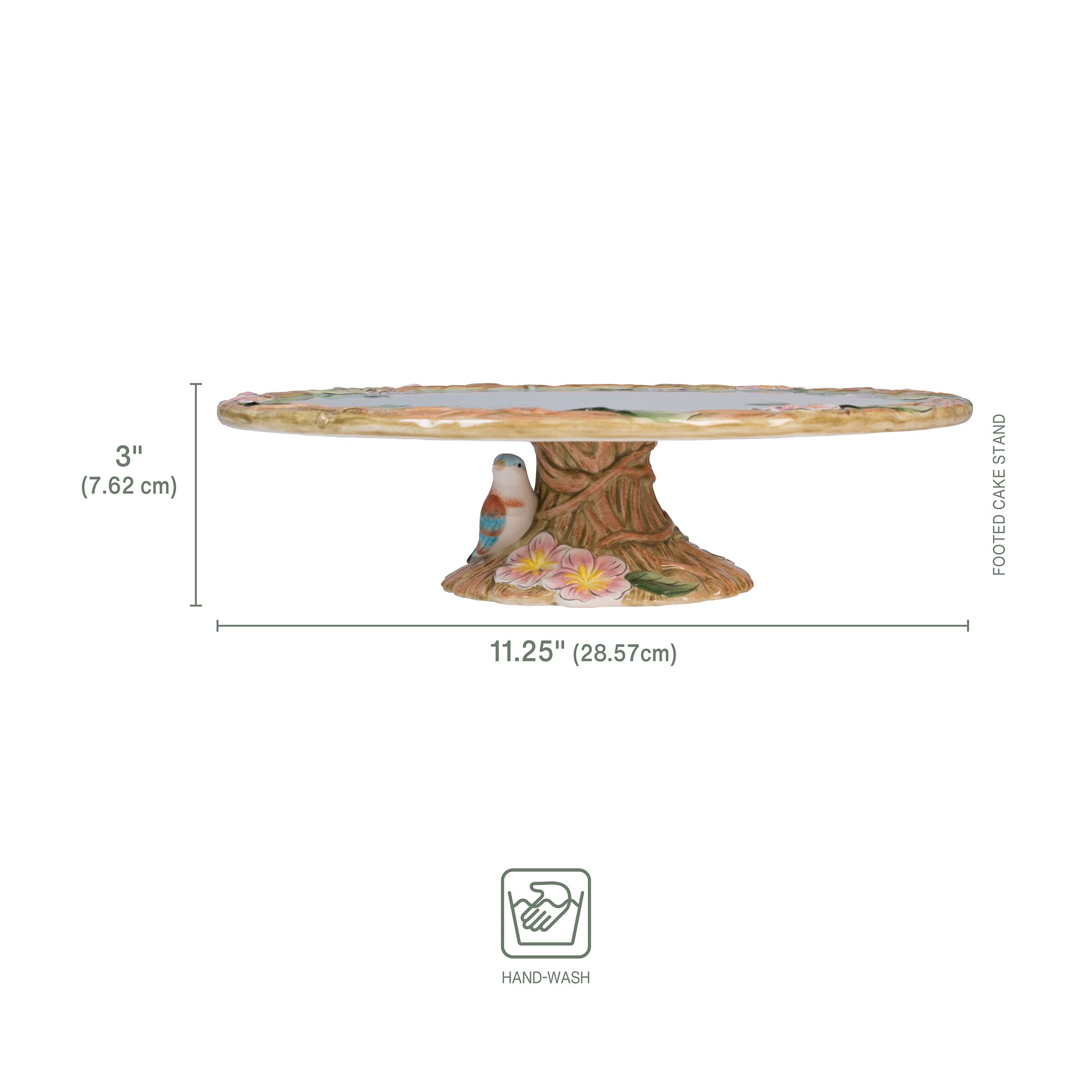 Fitz and Floyd Toulouse Footed Cakeplate Serving Platter, 11-Inch, Multicolor