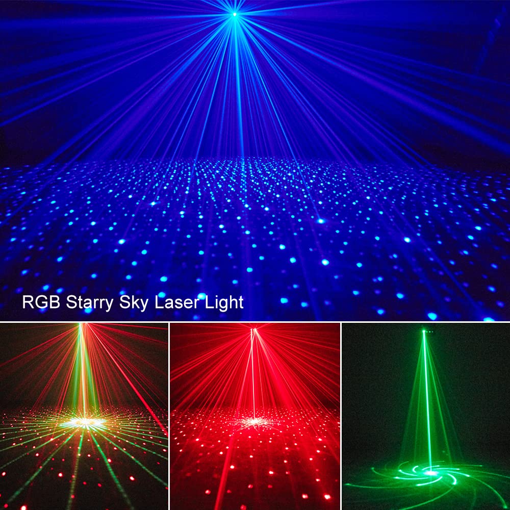 DJ Lights Party Lights, Gruolin Starry Laser Light RGB Stage Sky Light, Disco Club Effect Light with Music Activated & DMX Control, Great for Party Disco Wedding Stage & DJ lighting