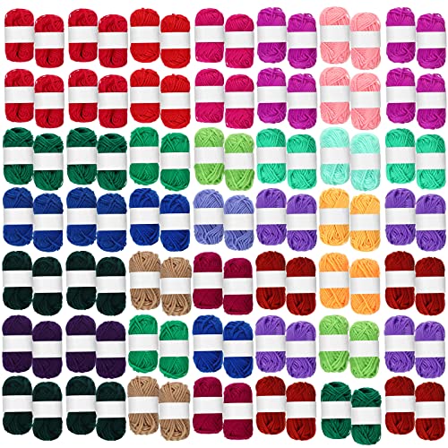 Nuogo 100 x 10g Acrylic Yarn Skeins, 2200 Yards in Total, Yarns for Knitting and Crocheting, Crochet Yarn for Craft, Multicolor Yarn Knitting Beginner Kits for Adults Kids, 25 Colors