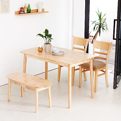 Livinia Aslan 35" Malaysian Oak Round Wooden Dining Bench/Solid Wood Bedroom Entry Way Kitchen Corridor Bench (Natural Oak)