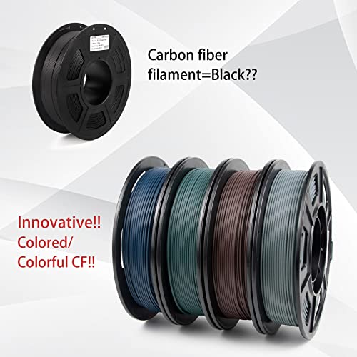 IEMAI 3D Printer Filament Bundle, Colorful Carbon Fiber PLA Filament 250g x 4 Spools, PLA Filament 1.75mm Dimensional Accuracy +/- 0.02mm (Blue/Blue Grey/Brown/Army Green)