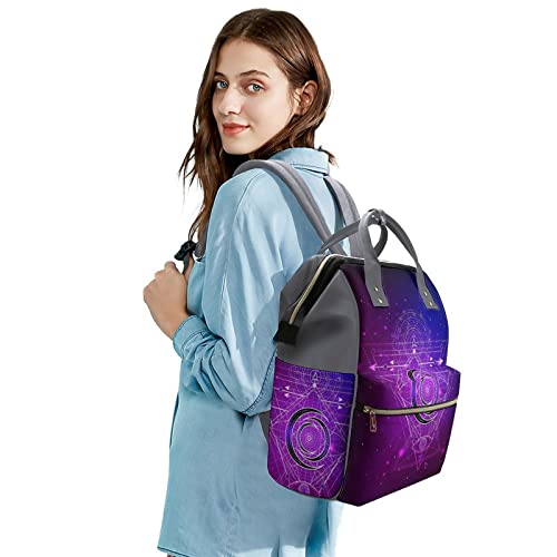 Geometric Pattern Diaper Bag Backpack Large Capacity Mommy Bags Multifunction Nappy Bag Travel Back Pack Gray-Style
