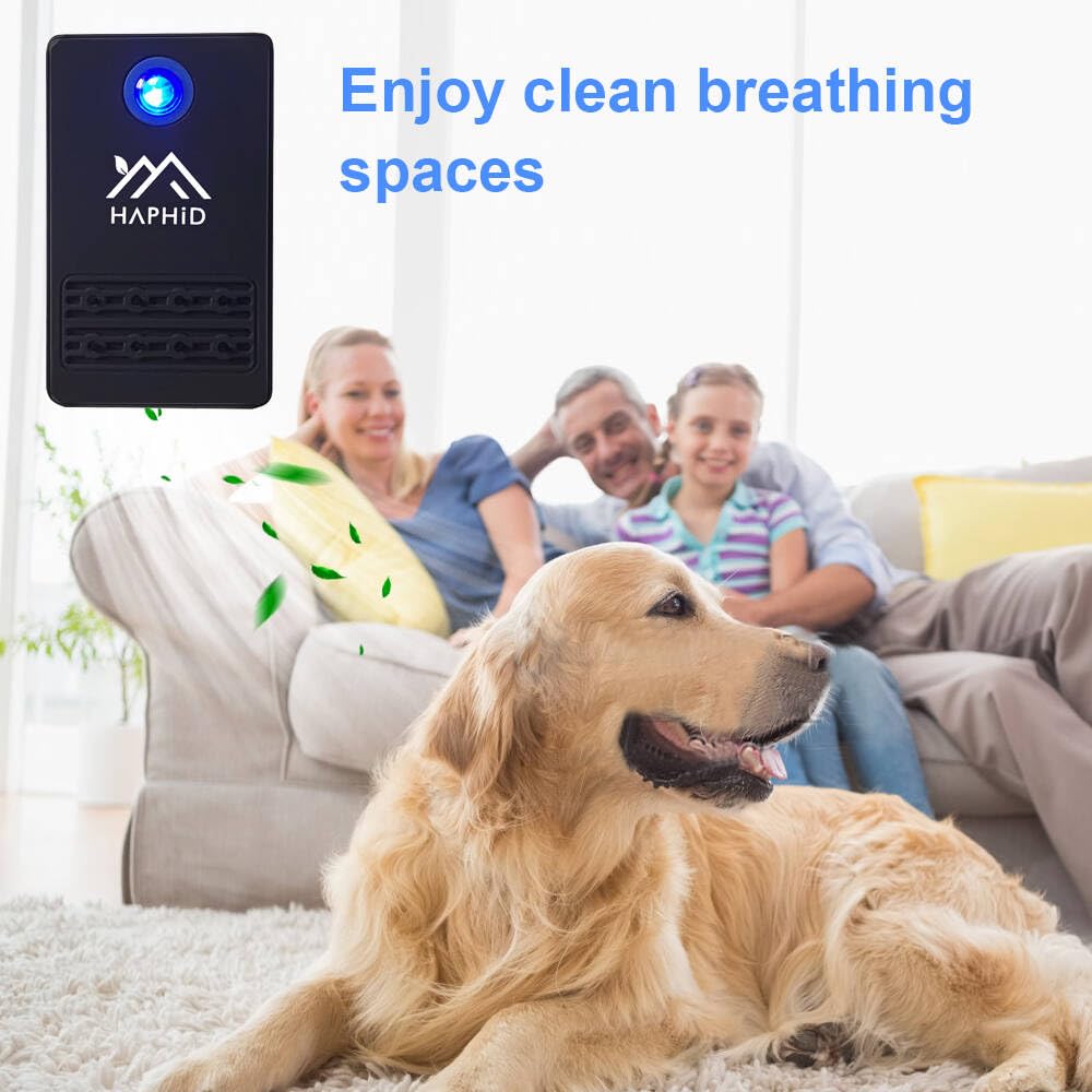 HAPHID Ionizer Air Purifier/Plug in Air Purifier with Highest Output - Up to 40 Million Anions,Filterless Ion Air Purifier for Home&Office Purify:Odors,Pets Smell Etc(1-Pack), Black, AP08B1