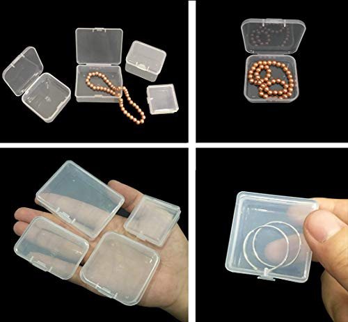 Pcxino 40 Pack 4 Size Small Clear Storage Box,Clear Plastic Beads Storage Containers Box with Hinged Lid for Small Items and Craft Projects