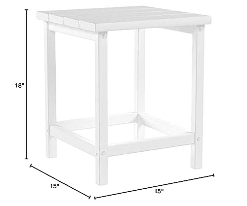 POLYWOOD ECT18WH Long Island 18" Side Table, White