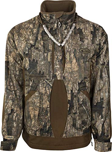 Drake Mens Fleece Lined Guardian Flex Quarter Zip Hunting Jacket, Large, Mossy Oak Bottomland