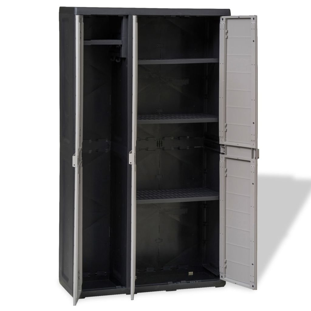 Festnight Garden Storage Cabinet with 4 Shelves Black and Gray