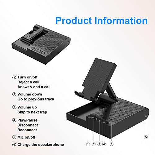DOSS Cell Phone Stand with Wireless Bluetooth Speaker, 15W Wireless Charger and Anti-Slip Base, Crisp Surround Sound, Portable Speaker for Home and Office, Compatible with Phone, Tablet