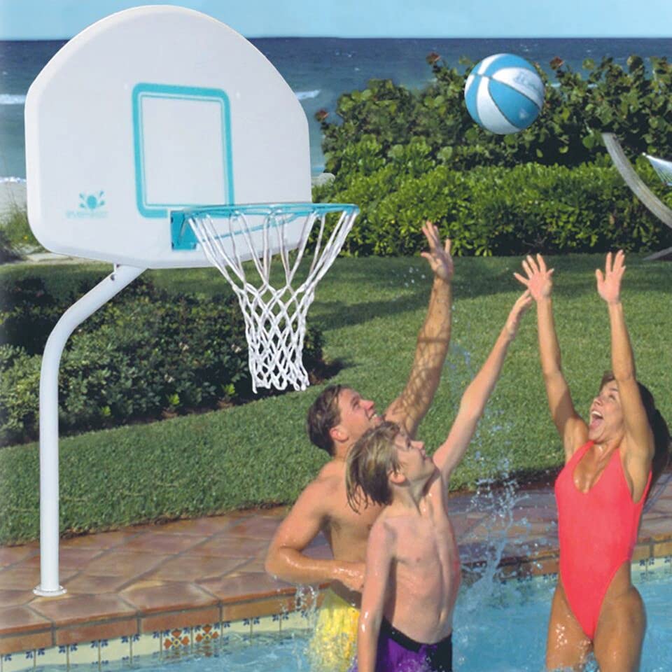 Dunn-Rite Products Deck Shoot Poolside Deck-Mounted Basketball Hoop Set, Clear