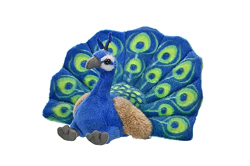 WILD REPUBLIC Peacock Plush, Stuffed Animal, Plush Toy, Kids Gifts, Cuddlekins, 8 Inches,Blue