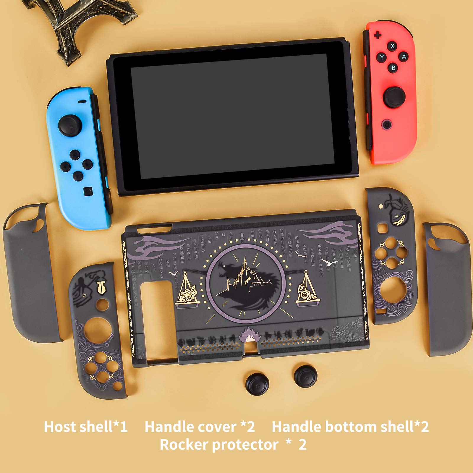 DLseego Dockable Protective Case Design for Nintendo Switch, Newest Pattern Cover with Anti-Scratch and Shock-Absorption Design Soft Touch Hard Cover with 2 pcs Thumb Grips - Zelda