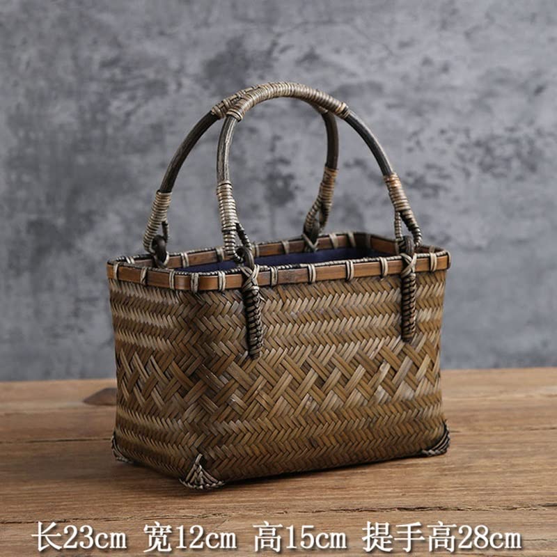 DOUBA Handmade Bag Basket Handbag Rattan Ceremony Basket Storage Bag