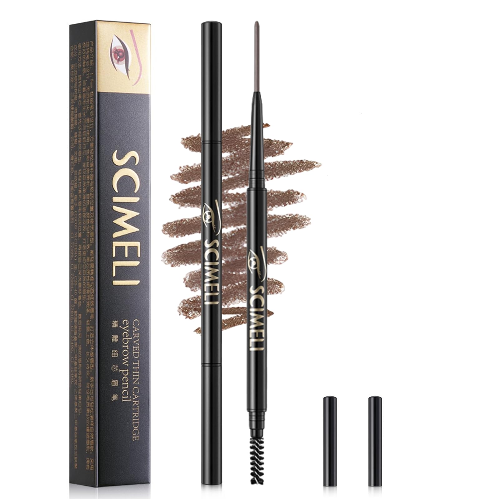 Eyebrow Pencil,2PCS Waterproof Micro Brow Pencil with Spoolie Brush,Long-Lasting Retractable 1.5mm Ultra-Thin Tip Eye Brow Pencils for Women.(#4 Gray 2Pcs)