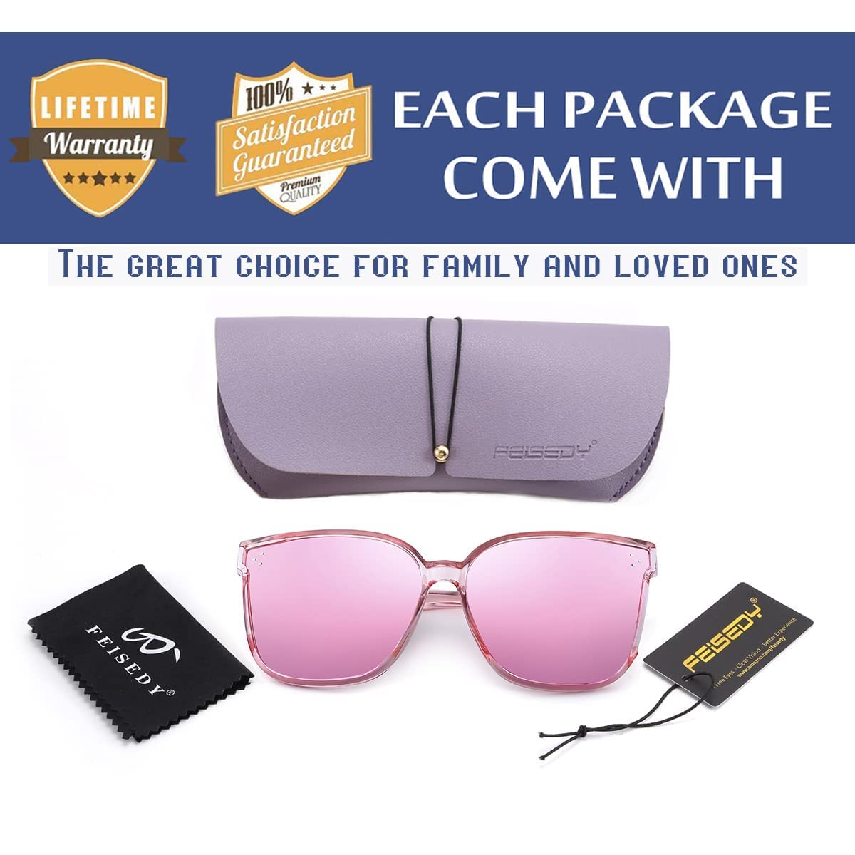 FEISEDY Retro Square Polarized Sunglasses Women Men Oversized Vintage Shades B2600