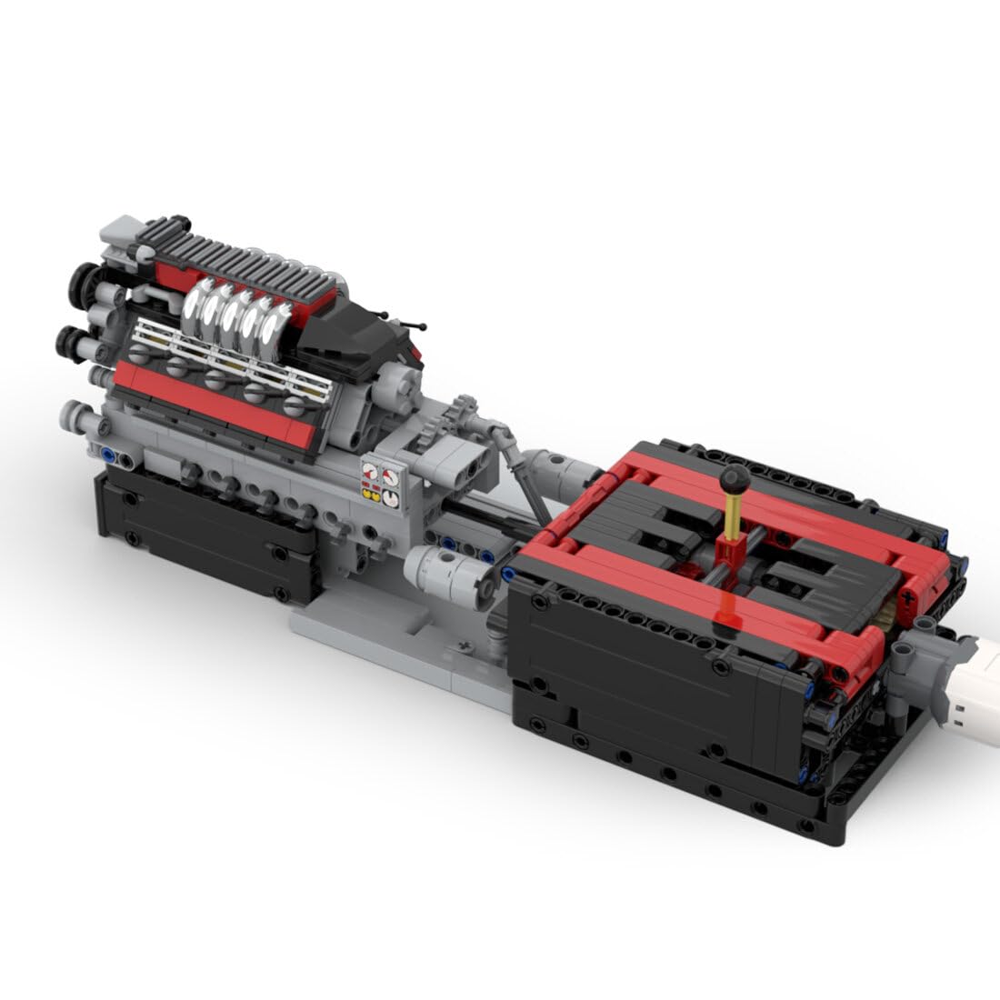 DECI V10 Engine with Gearbox, SOHC Air-Cooled Engine Model Building Blocks Set, Physics Science Experiment Toy, Eductional Gifts for Kids (776PCS)