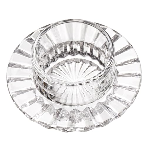 Frcctre 2 Pack Glass Butter Dish, Small Round Glass Butter Keeper with Dome Lid and Handle, Clear Butter Serving Dish Decorative Crystal Butter Container Butter Cloche for Candy, Dessert, Jam