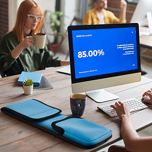 Keyboard Sleeve Travel Storage Pouch for Wireless Large Size Slim Mechanical and Gaming Keyboards Arteck Microsoft Logitech (17.5 Up to 20 Inch) - Adjustable Height Neoprene Keyboard Case (Blue)