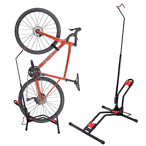 JAPUSOON Upright Bike Stand, Adjustable Vertical Bike Rack for Indoor Bike Storage - Garage & Home, Space-Saving Vertical & Horizontal Bike Rack Garage, Fit Most 20''-29'' Bike