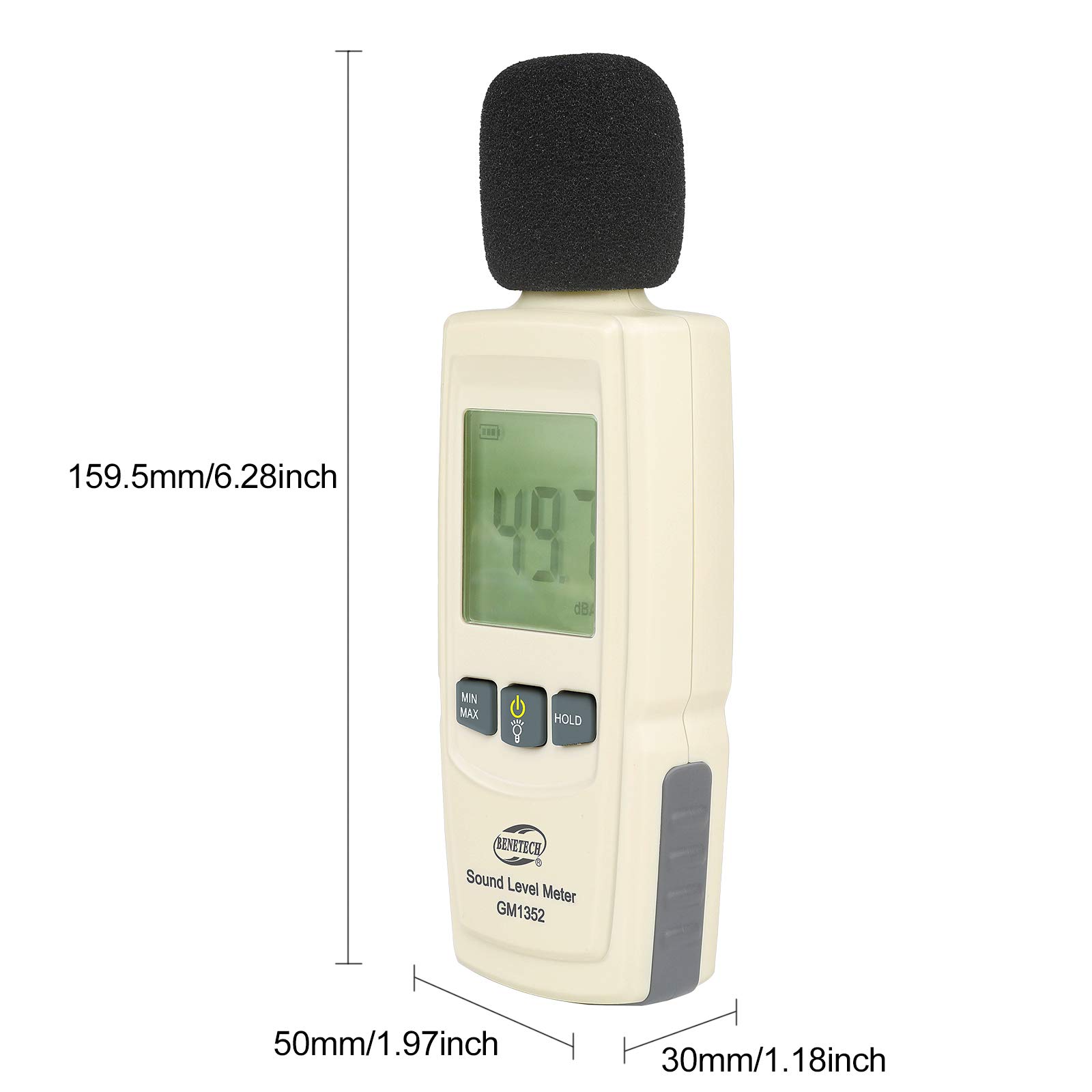Decibel Meter 30-130 dB Sound Meter Noise Meter Max/Min/Data Hold Sound Level Reader LCD Display and Backlight Digital Sound Level Meter Flashlight Audio Noise Volume Measuring Monitoring Instrument