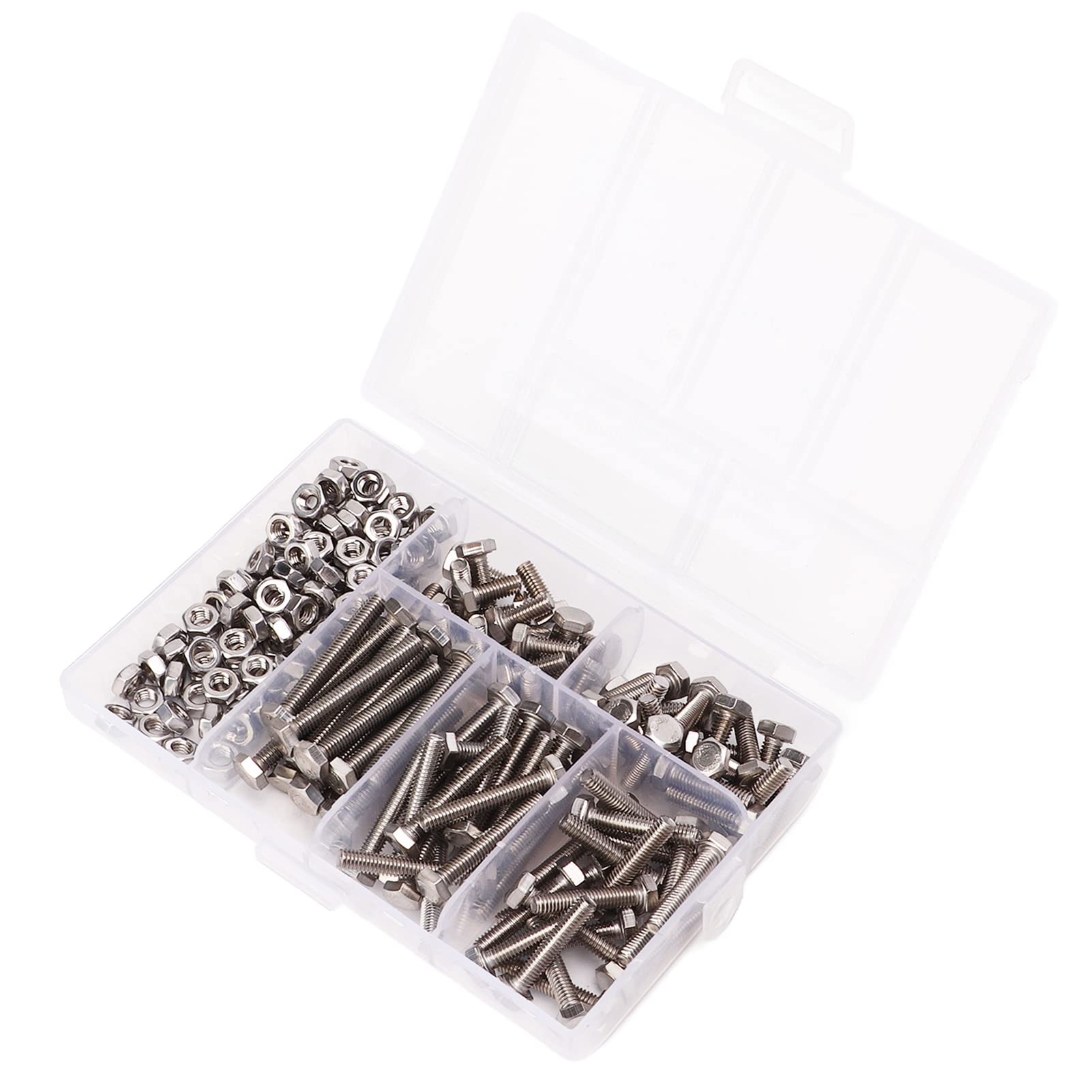 Heavy Duty Bolts Kit, Anti Oxidation Clear Thread Uniform Pitch 200PCS M4 Hex Bolts Screw Easy to Maintain 304 Stainless Steel for Industrial
