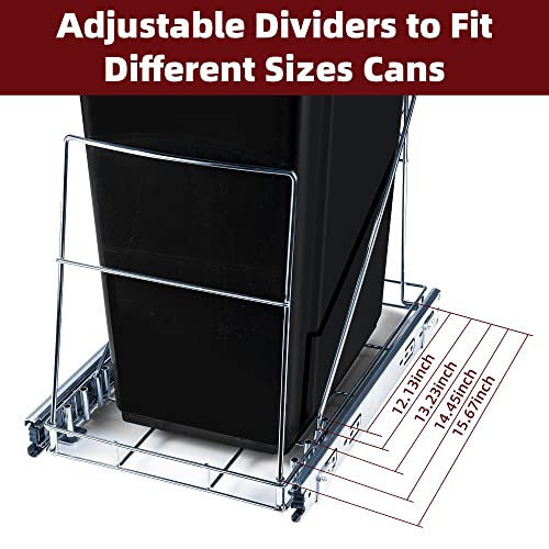 Pull Out Trash Can for Under Cabinet, Adjustable Slide Out Shelf for Kitchen, Cabinet Trash Can Pull Out Kit- bin not Included