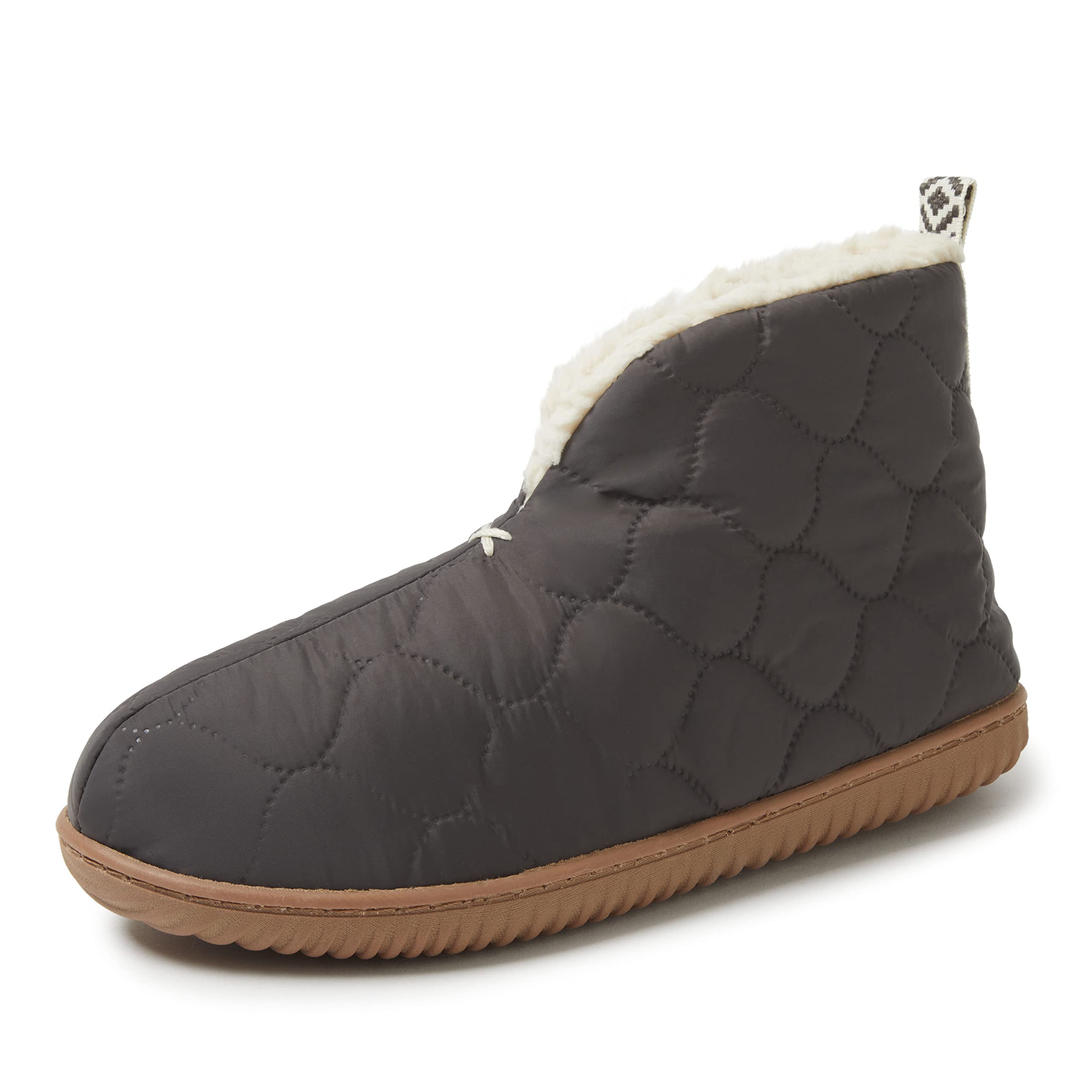 Dearfoams Women's Indoor/Outdoor Warm Up Bootie Slipper, PAVEMENT, Large