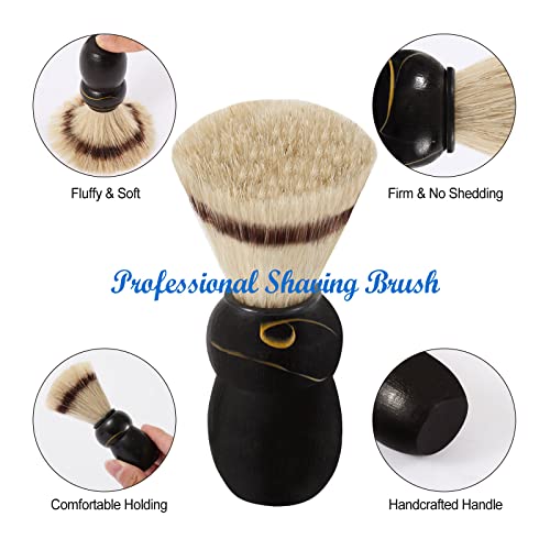 Genixart Shaving Brush, Selected Horse Tail Hair Shave Brush, High End Shaving Brushes for Men with Black Solid Wood Handle (1 pack)