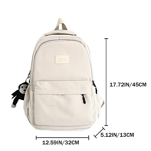 JARKJARD Aesthetic Backpack Cute Kawaii Backpack for School College Backpack Large Capacity Bookbags for Girls Women Students Casual Travel Daypacks Solid Color(Black)