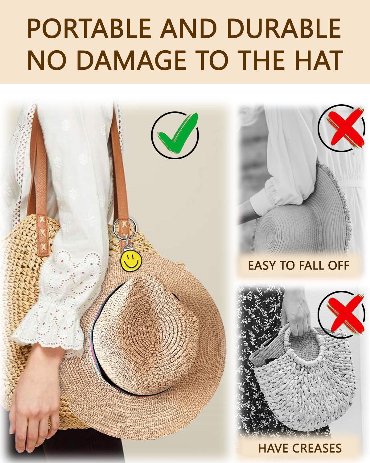 KEYDUACU Hat Clip - Hat Holder for Travel on Bag,Hat Clip for Travel (Metal, Yellow)