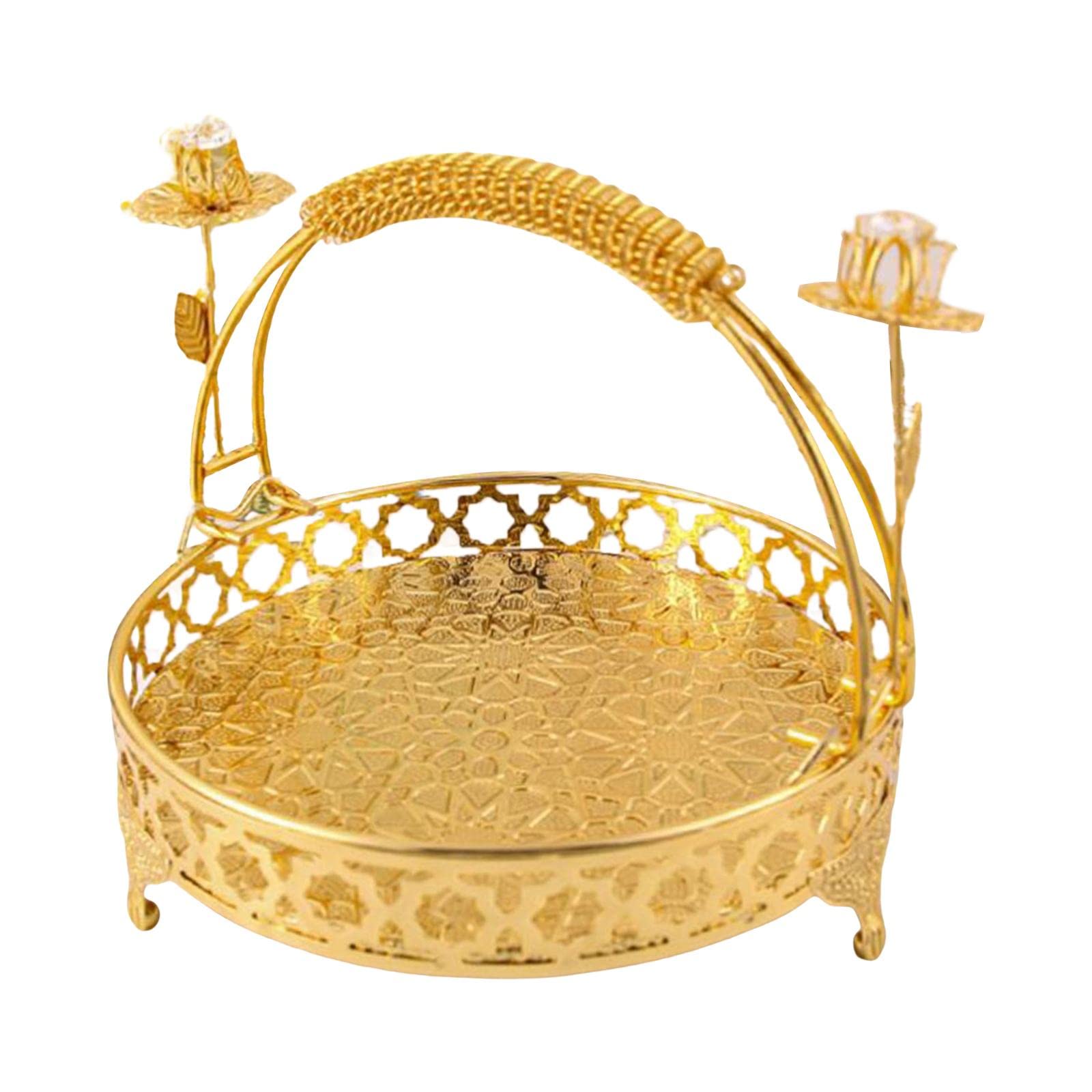 Generic European Style Serving Tray Dried Food Tray Organizer Wedding Gift Cupcake Dessert Party Display Fruit Tray, Aureate Small