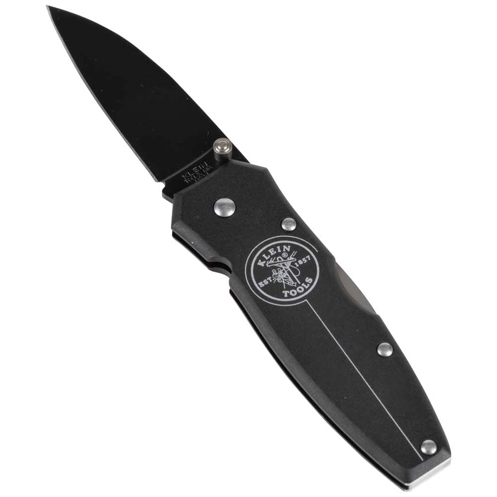 Lightweight Lockback Knife with 2-1/2-Inch Drop-Point Blade and Black Aluminum Handle Klein Tools 44001-BLK
