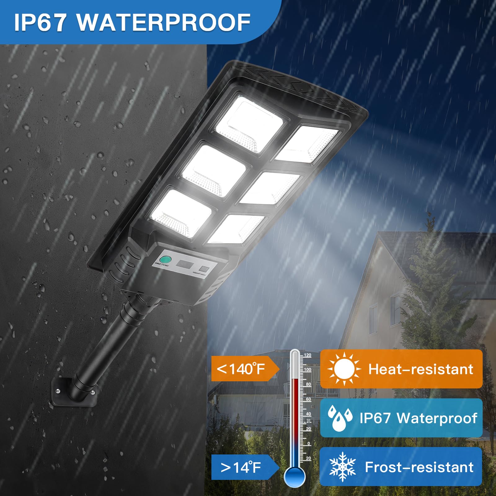 Klaimbmo Solar Street Light 2-Pack: 20000LM Solar Parking Lot Lights with Remote Control and Motion Sensor, Solar Wall Lights Outdoor Waterproof, Floodlight for Streets, Lawns, Parking Lots
