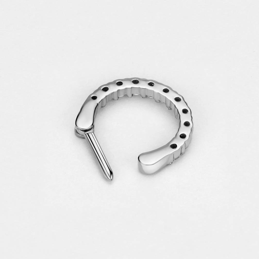FANSING Surgical Steel Cubic Zirconia Set Septum Clicker Silver Septum Piercing Rings 16g Septum Jewelry Septum Ring Hoop
