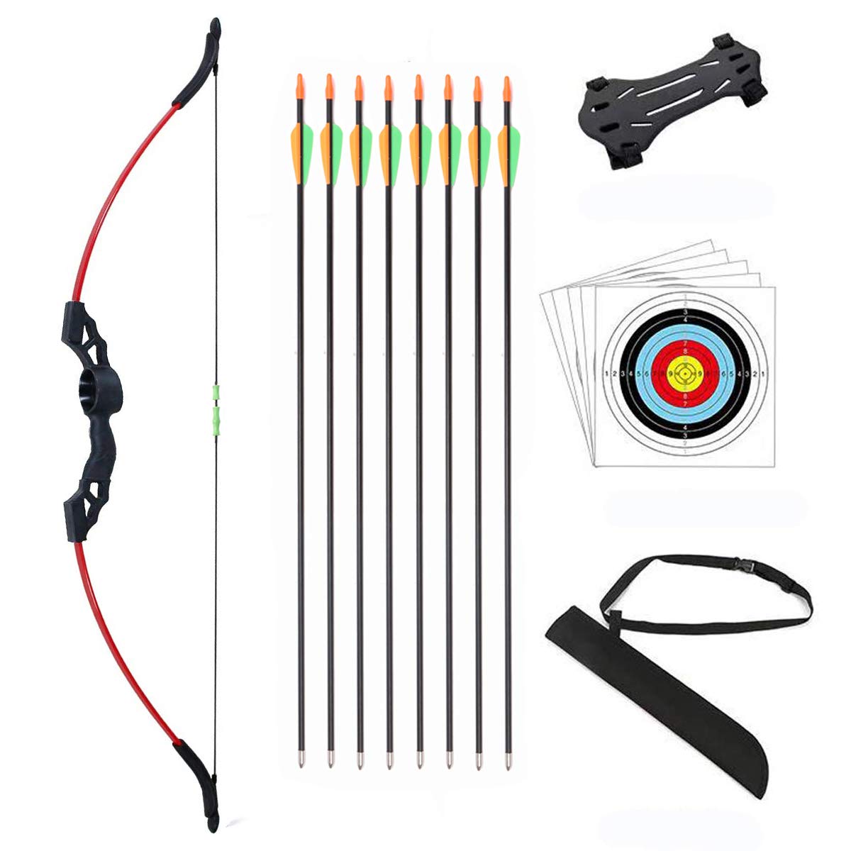 DOSTYLE Bow and Arrow Set with Quiver for Children Outdoor Youth Recurve Junior Archery Beginner Longbow Training for Teen Teams Game Gift