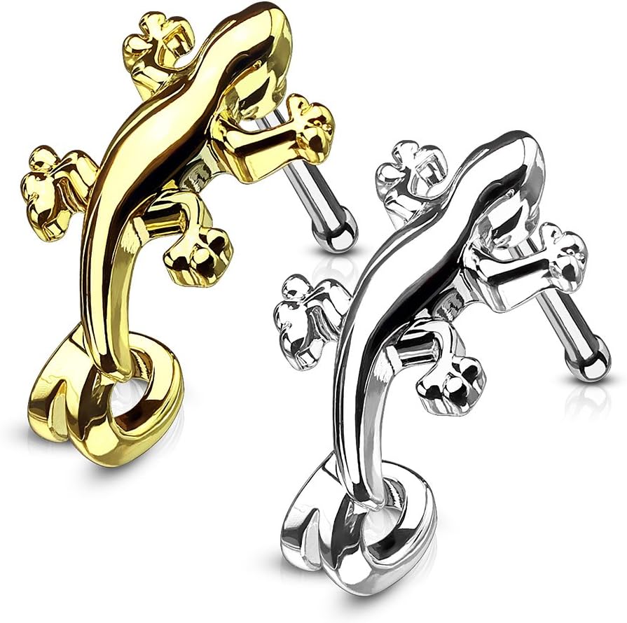 Covet Jewelry Gecko Nose Crawler 316L Surgical Steel Nose Bone Stud Ring