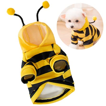 Pet Funny Hoodie Ugly Christmas Sweater Cold Weather Warm Coat for Puppy Small Dog Halloween Party Costume Cute Hoodie (X-Small, Yellow Bee)