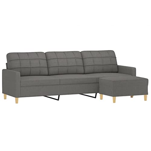 loibinfen 3 Seater Sofa with Footstool Sofa Set, Modern Fabric Couch Sofa Furniture,Three Seat Sofa for Home, Office, Living Room, Dark Gray 82.7" Fabric(Style A)