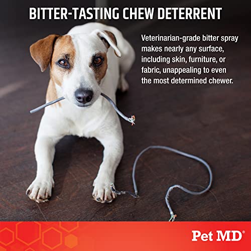 Pet MD No Chew Spray for Dogs & Cats - Multi-Surface Bitter Spray to Stop Biting & Chewing - Dog Deterrent Spray for Carpet, Furniture, Plants, & Skin - Anti Licking Cat Training Spray - 8 oz