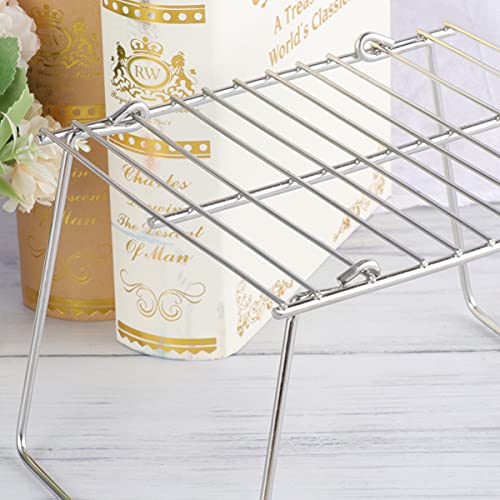 Happyyami Grill Cooling Rack BBQ Wire mesh BBQ Burning Stove Charcoal Grill Rack Baking Cooling Racks Grill Grid BBQ Grill Racks Table top Grill Mini BBQ Tools Travel Ultra Light Steel Wire