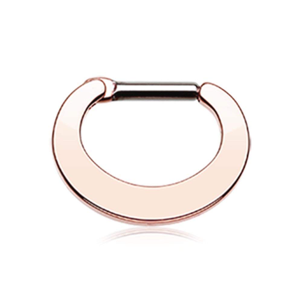 Covet Jewelry Rose Gold Basic Steel Loop Septum Clicker (16 GA (1.2mm), Length: 1/4" (6mm))