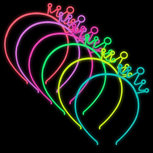 Suyegirl 6 Pcs Glow Dark Headbands Women for Party, Crown Headbands For Girls, Halloween Hair Accessories for Women,Hair Hoop Tiara for Party Cosplay