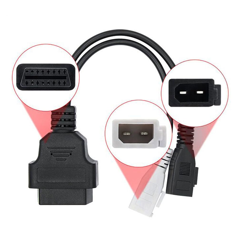E-Car Connection 2x2 Pin to 16 Pin OBD2 Diagnostic Adapter Cable for Volkswagen VW VAG Seat Skoda