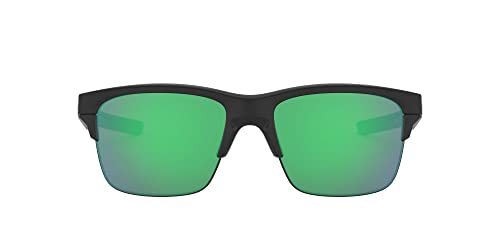 Oakley Men's OO9316 Thinlink Rectangular Sunglasses, Matte Black/Jade Iridium, 63 mm