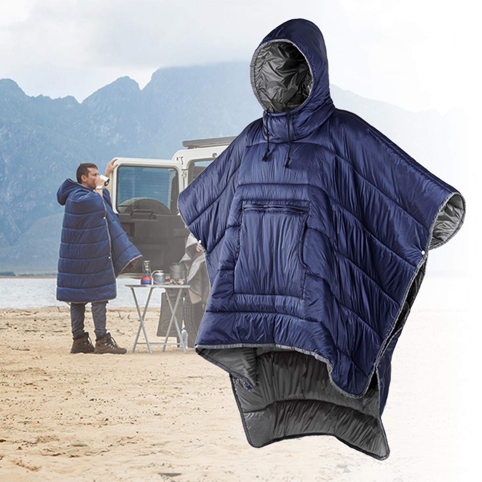 EVTSCAN Oversized Wearable Hoodie Blanket,Multi-Function Sleeping Bag Waterproof Hooded Cloak for Outdoor Camping Travelling