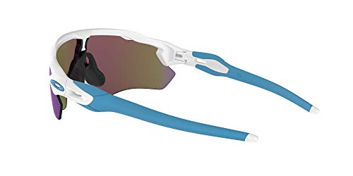 Oakley Men's OO9208 Radar EV Path Rectangular Sunglasses, Polished White Blue/Prizm Sapphire, 38 mm