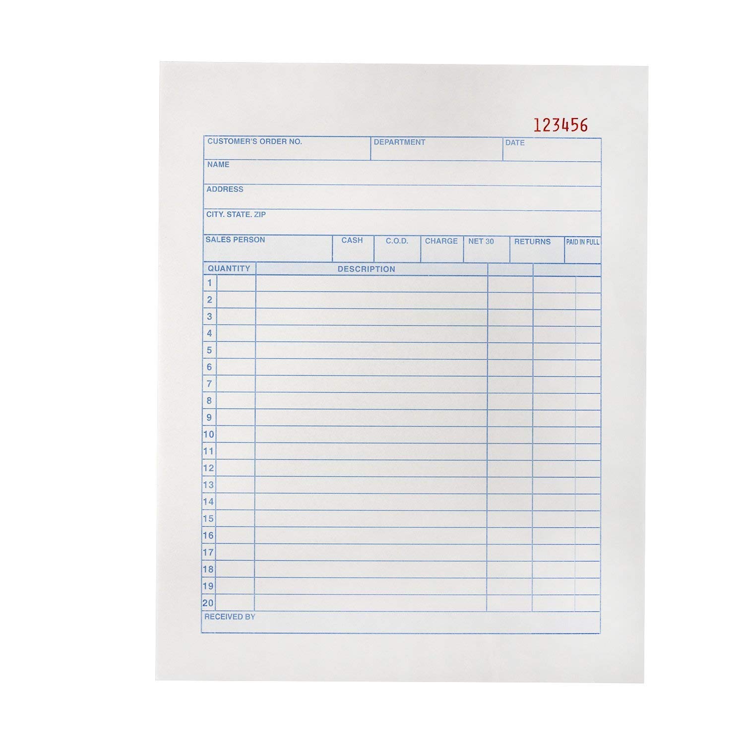 E-Clips 22664 Sales Order Receipt Invoice Book, 30 Carbonless 2 Part White and Canary Yellow Copies, 8.5x11-inch 1-Book