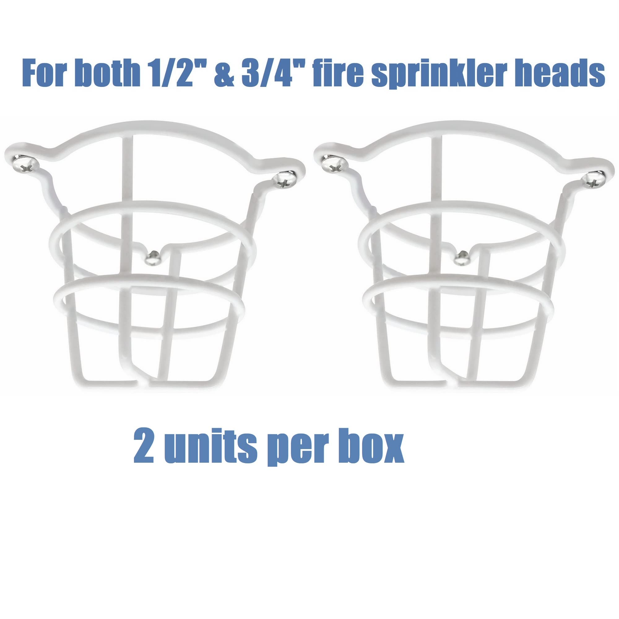 Happy Tree (2 Pack) White Fire Sprinkler Head Guard Cover for Both 1/2" & 3/4" Fire Head for Protecting Flush Mount & Side Wall & Pendent Head Semi - Recessed Sprinkler Head Cage
