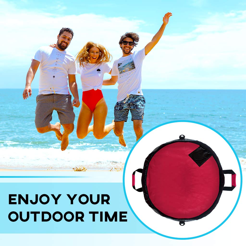 Durable Wetsuit Changing Mat/Waterproof Dry-Bag with Handles Straps - Red, 85cm