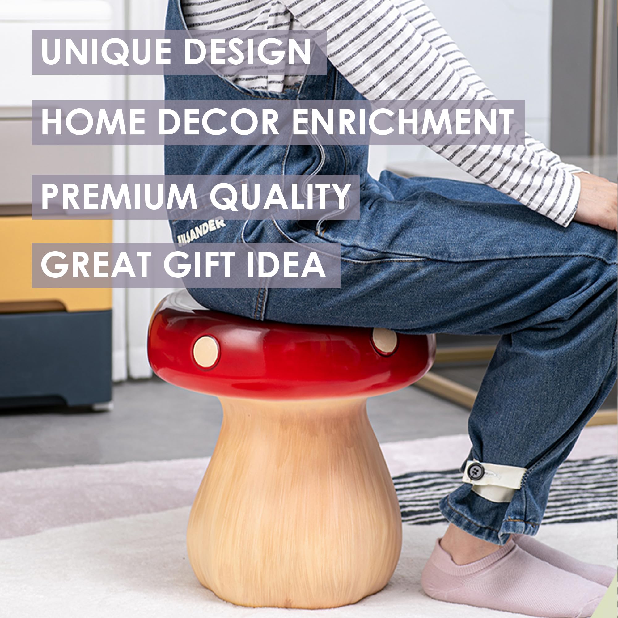 Juju Mushroom Ottoman Stool for Children - Small Stools to Sit On Kids - Vanity Stool Makeup Vanity Chair - Accent Chair with Ottoman - Kitchen Stool Kitchen Stools - Living Room Ottoman